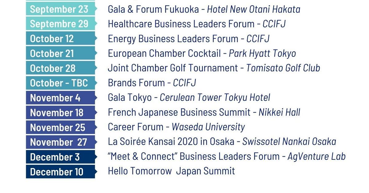 SAVE THE DATE: CCIFJ Main Events 2020 | CCI France Japon
